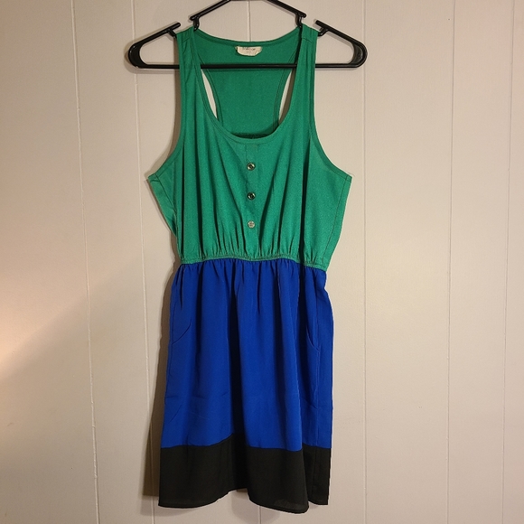 Millibon | Dresses | 5 Euc Millibon Color Block Green And Blue Dress ...
